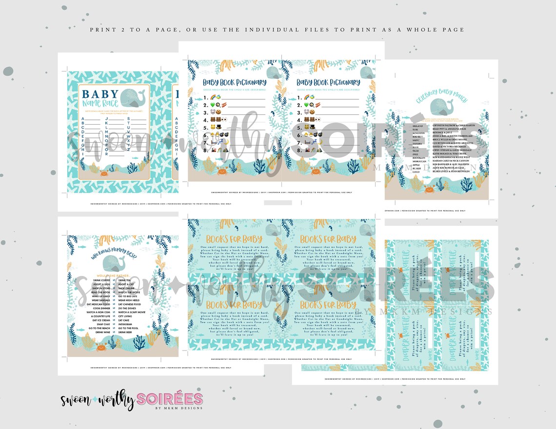 Under the Sea Baby Shower Games Nautical Shower Games - Etsy