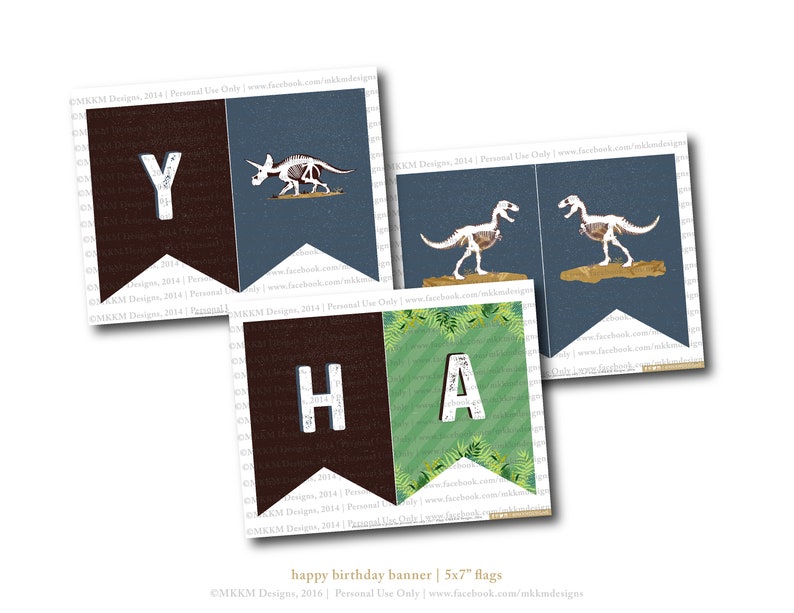 Dinosaur Birthday Banner INSTANT DOWNLOAD Happy Birthday - Etsy