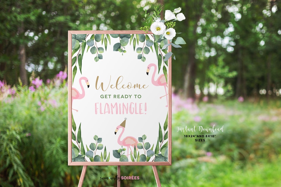 Flamingo Welcome Sign Flamingo Party Summer Party Decor - Etsy