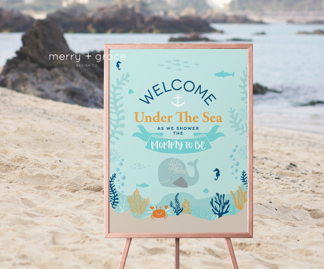 Under the Sea Welcome Sign, Nautical Welcome Sign, Nautical Baby Shower ...