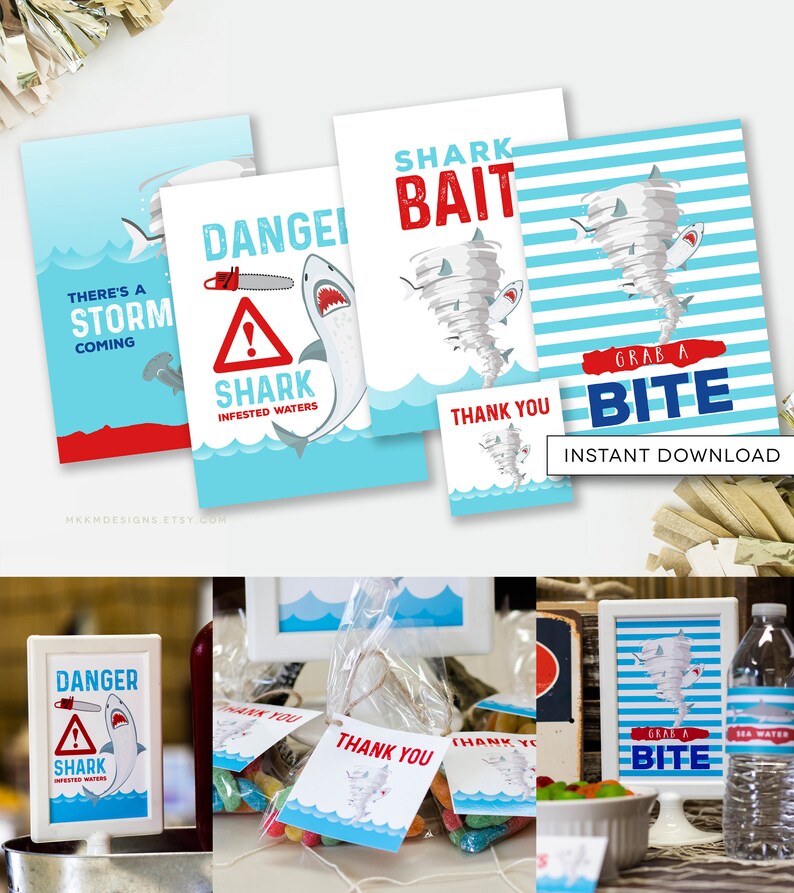 Shark Party Signs Sharknado Inspired Party Boy Birthday - Etsy