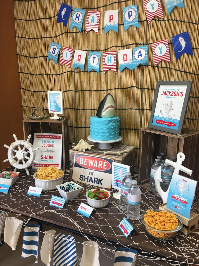 Shark Party Signs Sharknado Inspired Party Boy Birthday - Etsy