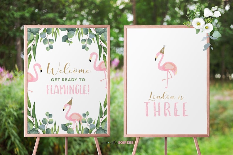 Flamingo Welcome Signs Flamingo Party Decor Tropical | Etsy