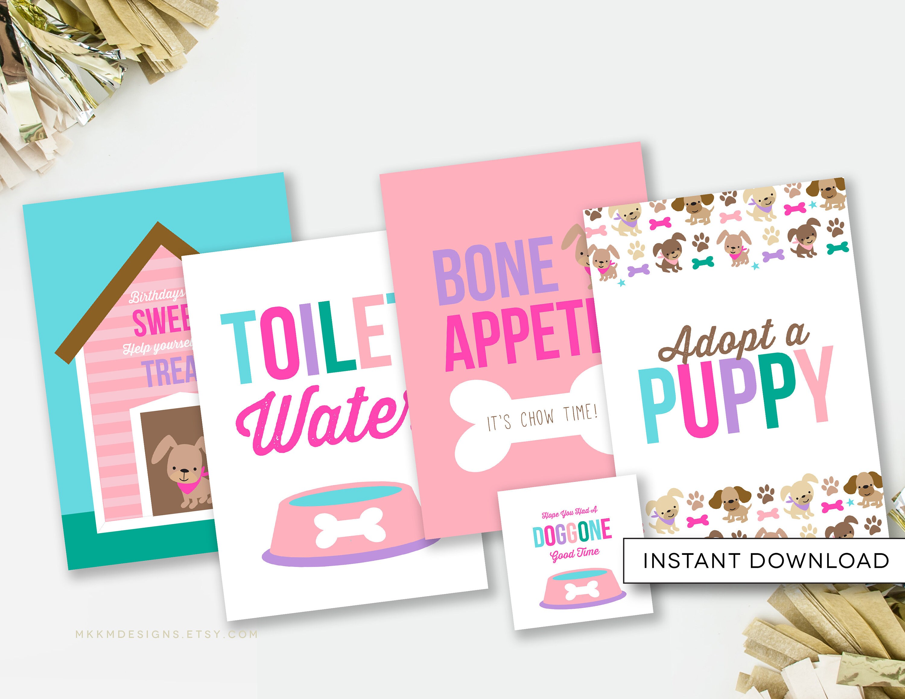 Puppy Party Table Signs Adopt A Puppy Sign Dog Birthday | Etsy