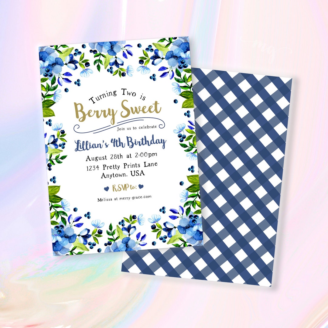 Blueberry Invitation, Blueberry Birthday, Girls Birthday, Farm Birthday ...