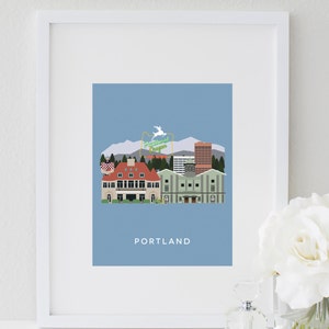 Portland City Print, Portland Wall Art, Portland Skyline Print ...