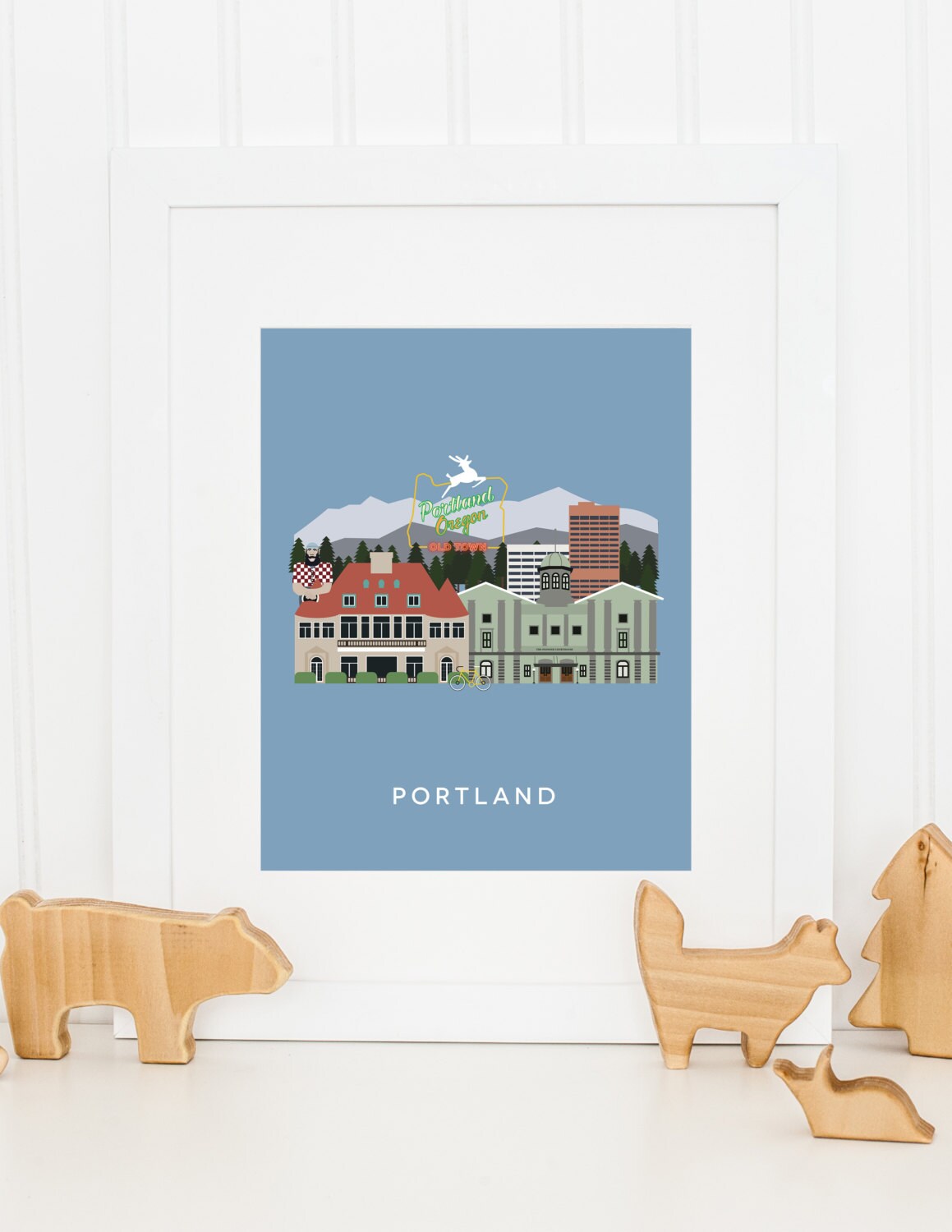 Portland City Print Portland Wall Art Portland Skyline | Etsy