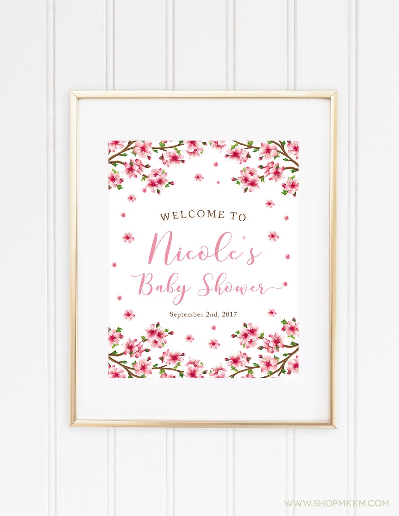 Cherry Blossom Welcome Sign Baby Shower Decor Sakura Baby - Etsy