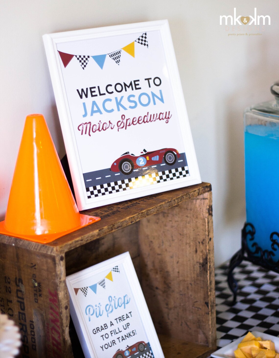 Race Car Welcome Signs, Car Birthday Decor, Vintage Racing Birthday ...