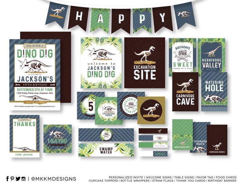 Dino Dig Party Kit Dinosaur Birthday Dinosaur Invitation - Etsy