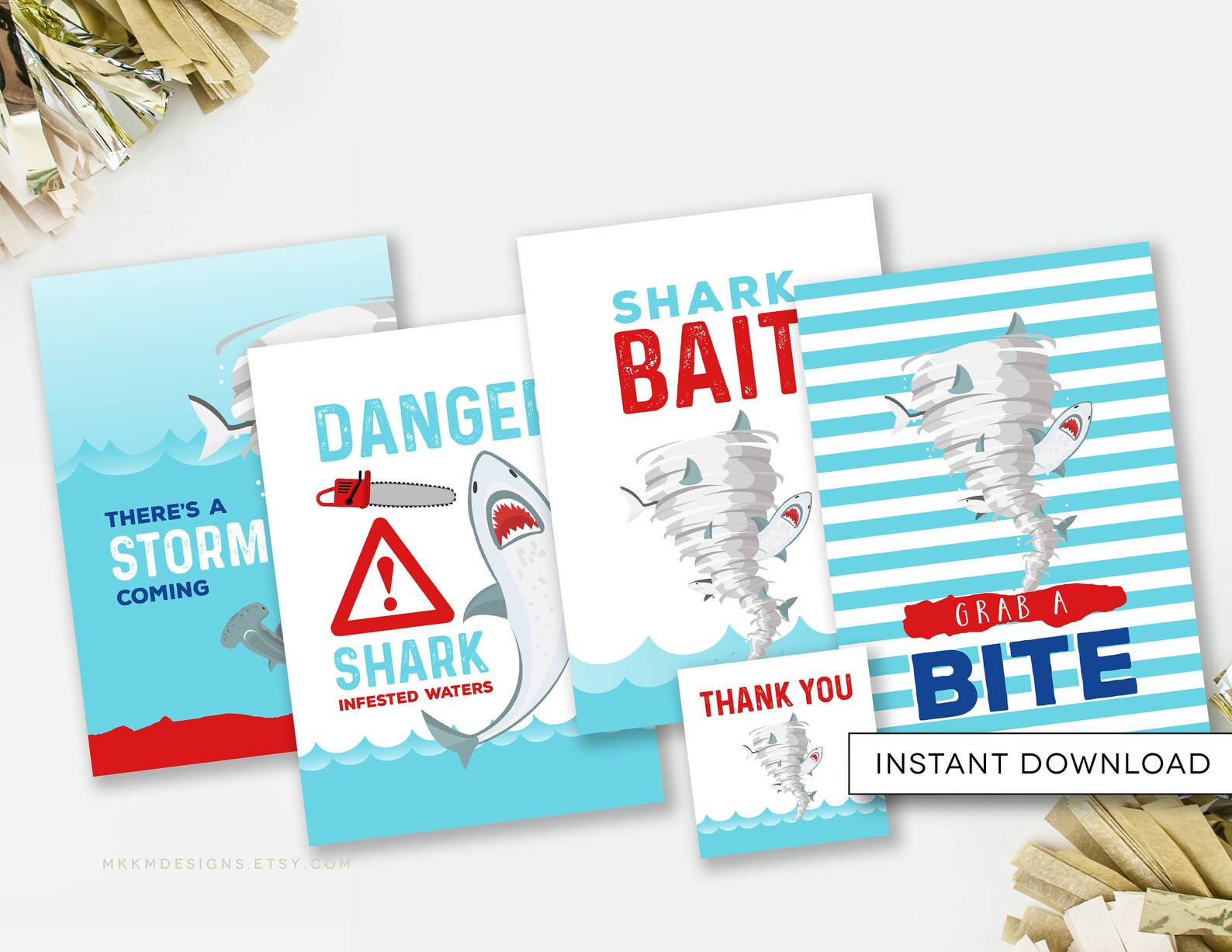 Shark Party Signs Sharknado Inspired Party Boy Birthday - Etsy