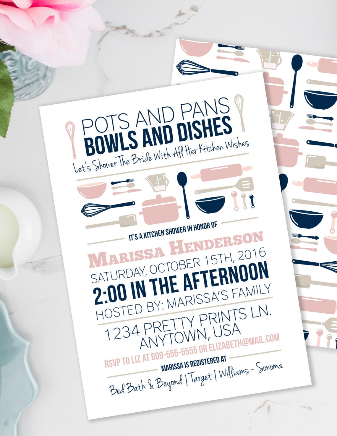 Stock the Kitchen Invitation Set Bridal Shower Invite Recipe - Etsy