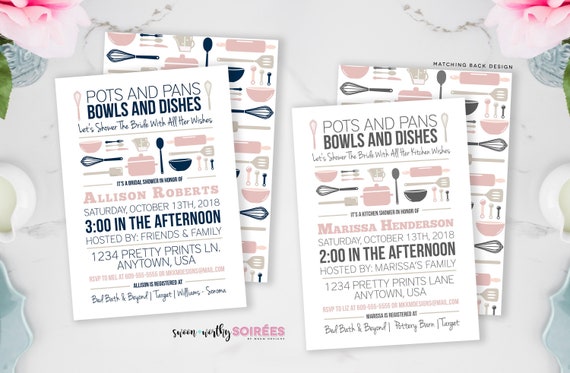 Stock the Kitchen Shower, Bridal Invitation, Pots and Pans Invite ...