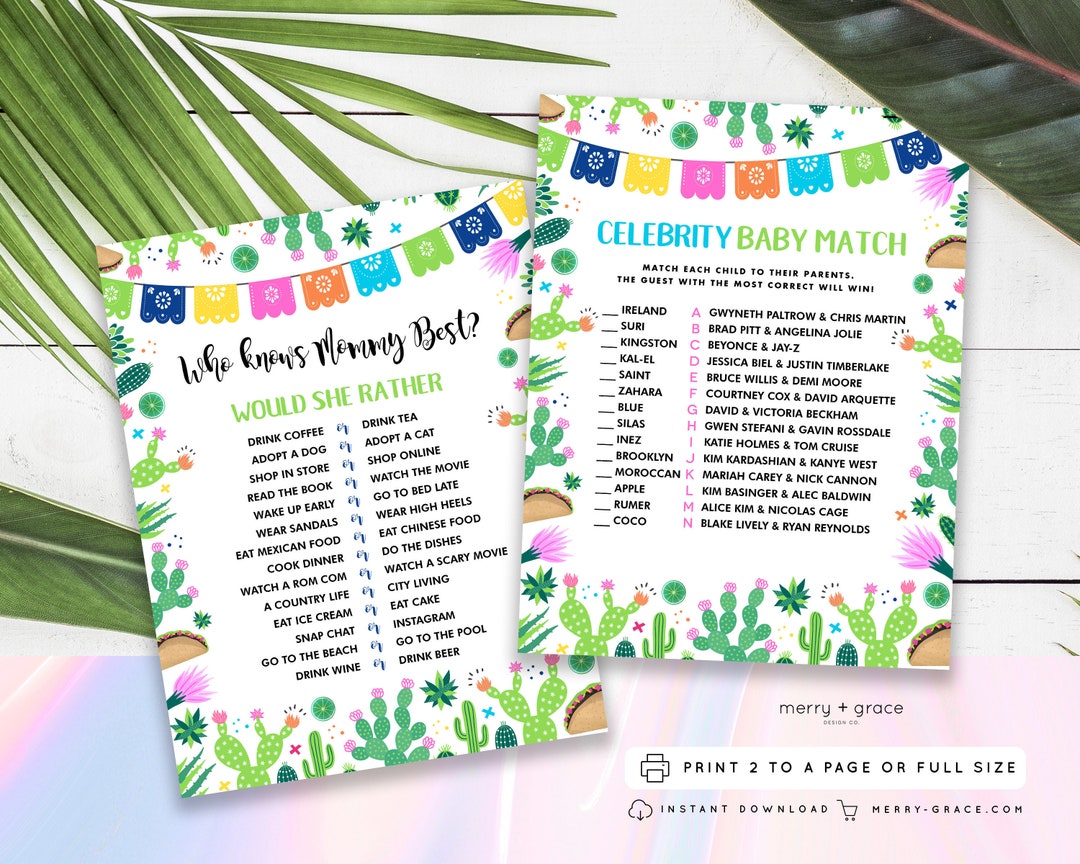 Celebrity Baby Names Game, Who Knows Mom Best Game, Baby Shower Game ...