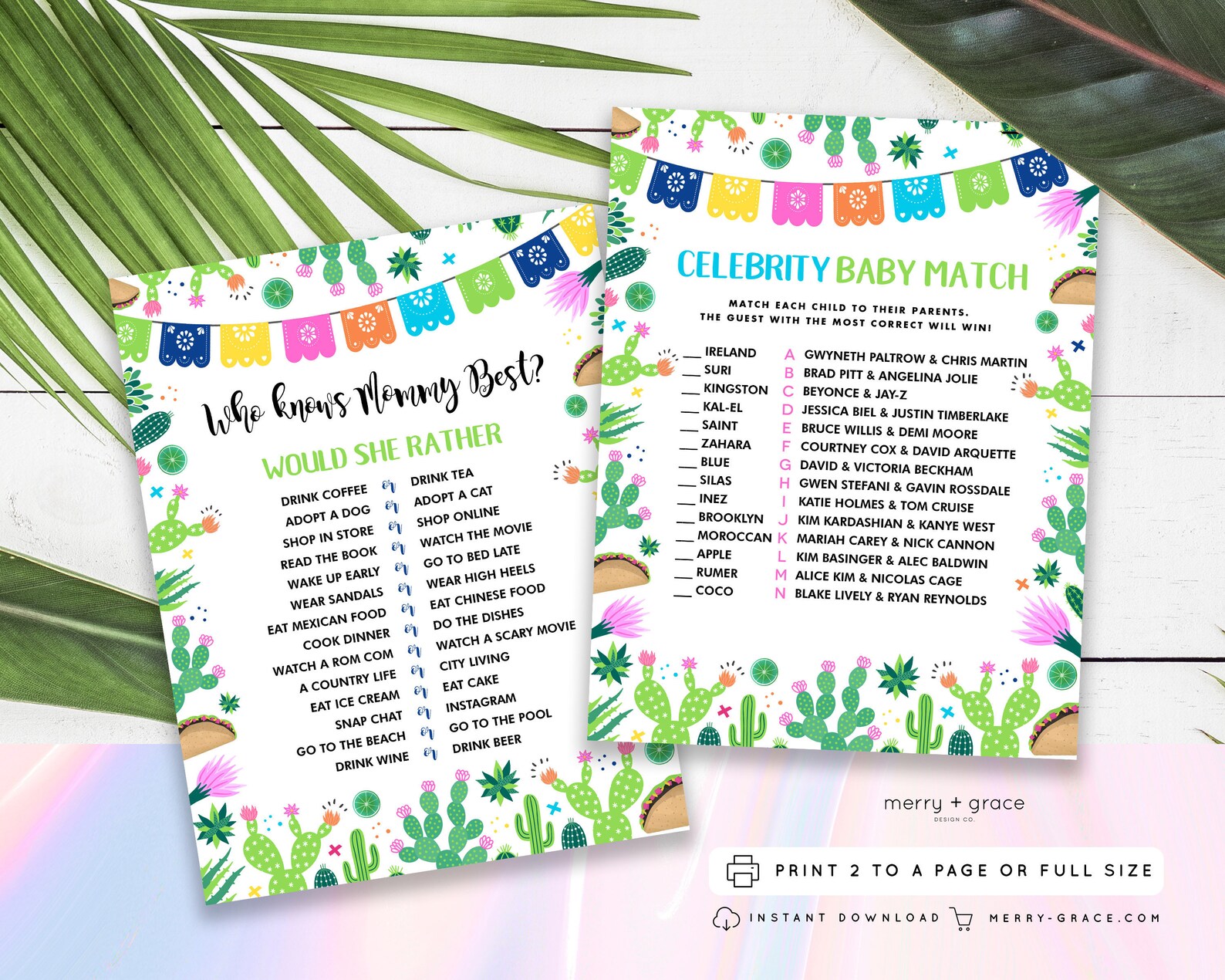 Celebrity Baby Names Game Who Knows Mom Best Game Baby | Etsy