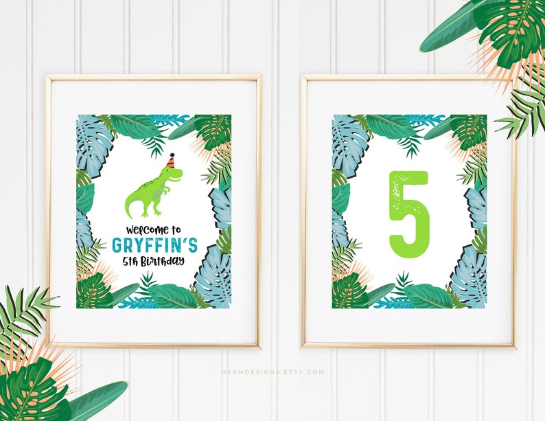 Dinosaur Welcome Signs Dinosaur Party Decor Summer Birthday - Etsy