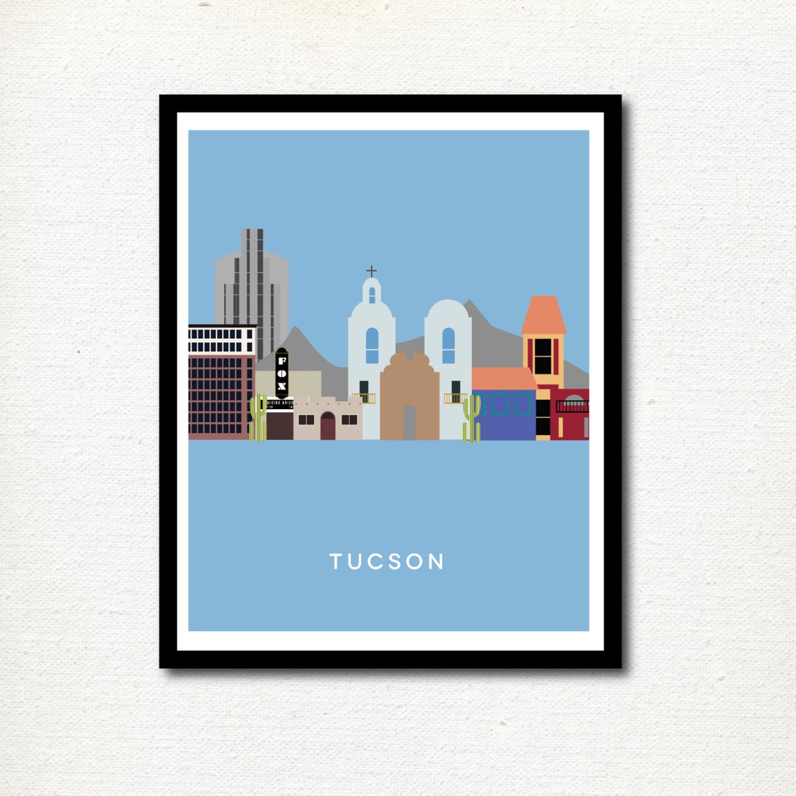 Tucson City Print Tucson Wall Art City Skyline Print | Etsy
