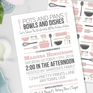 Stock the Kitchen Shower, Bridal Invitation, Pots and Pans Invite ...