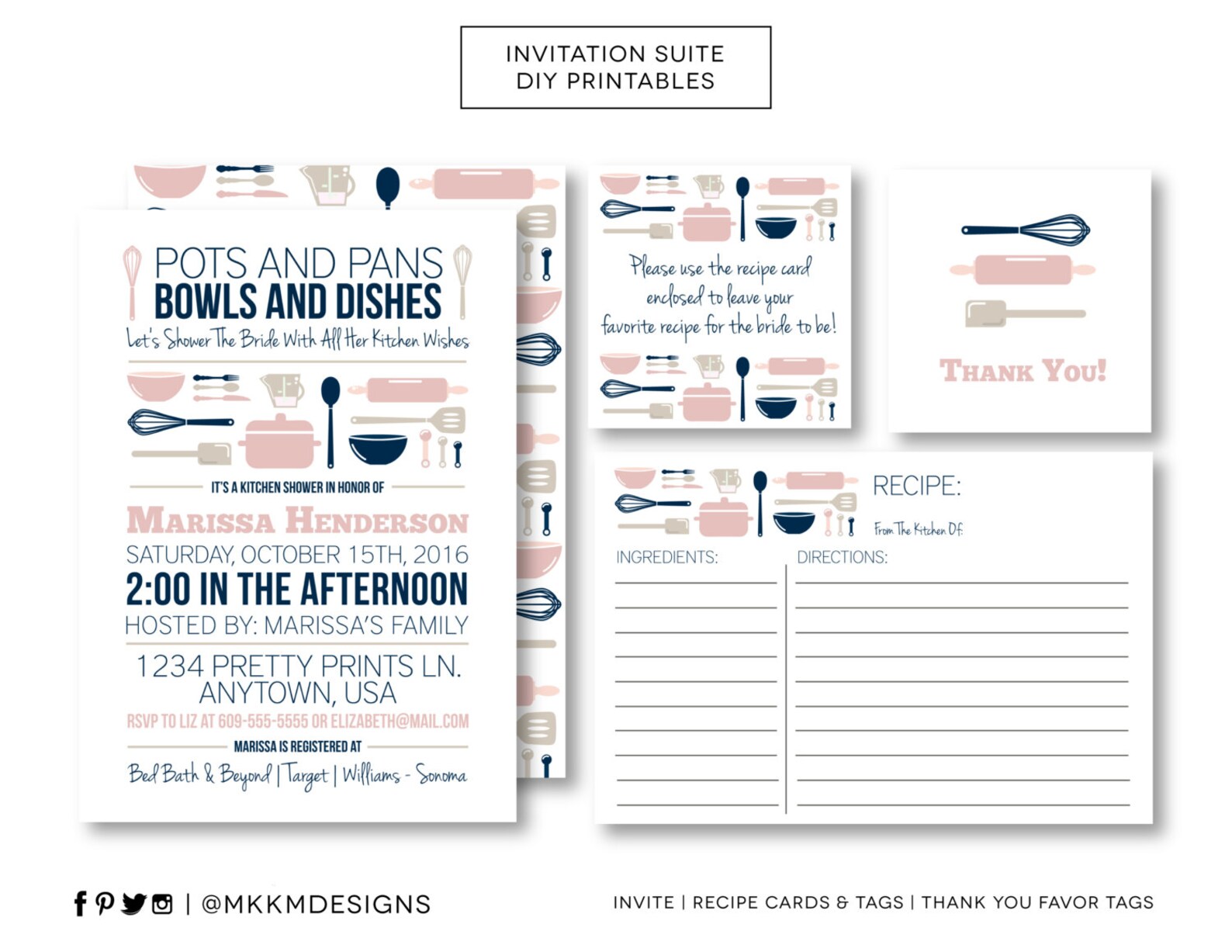 Stock the Kitchen Invitation Set Bridal Shower Invite Recipe - Etsy