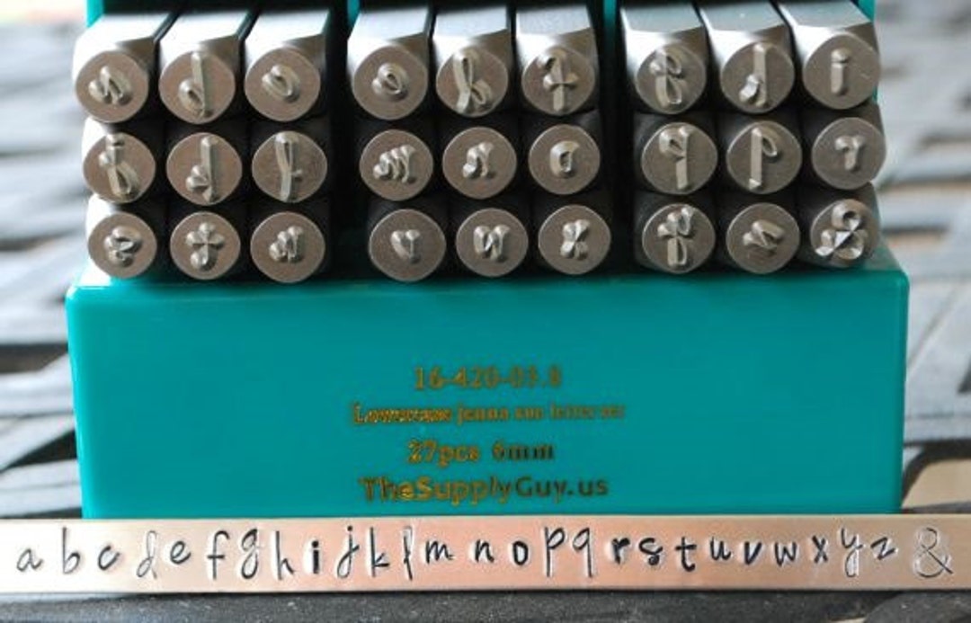 Supply Guy 6mm Jenna Sue Font Lowercase Metal Alphabet Letter Stamp Set ...