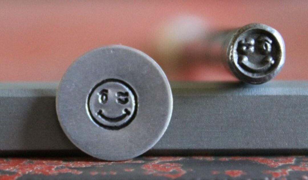 Winking Smiley Face Metal Design Stamp - Metal Stamp - Metal Stamping ...