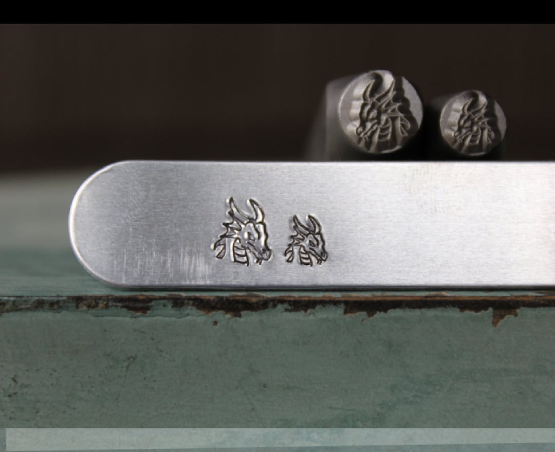Supply Guy 8mm and 6mm Dragon Head Metal Design 2 Stamp Set - Metal ...