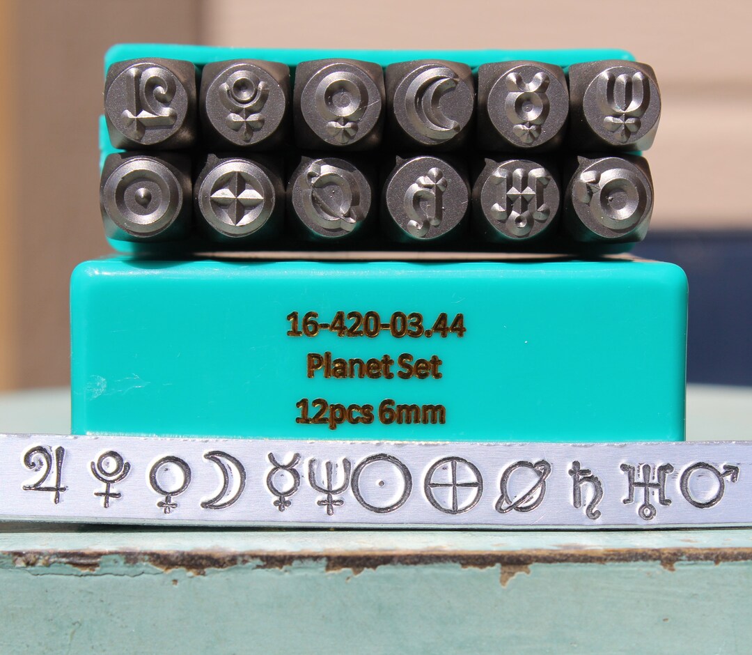 Supply Guy 6mm Planetary Symbol 12 Stamp Set- Metal Stamp - Metal ...