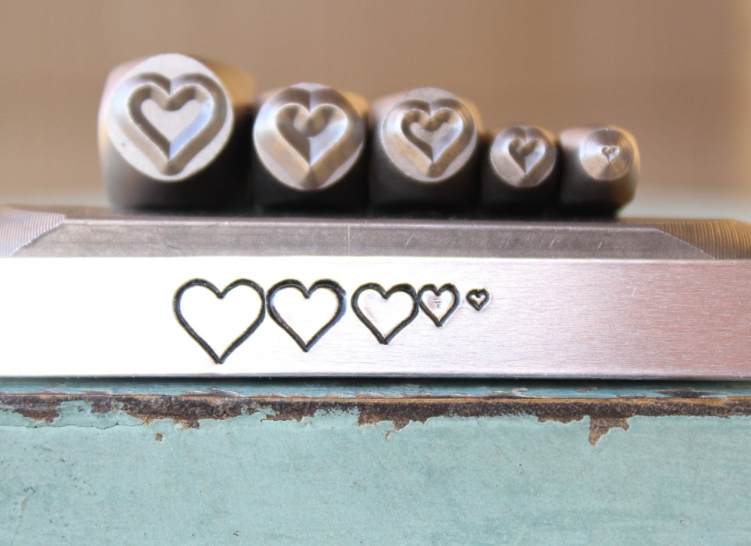 Supply Guy (7mm, 6mm, 5mm, 3mm, 1.5mm) Heart Metal Design 5 Stamp Set ...