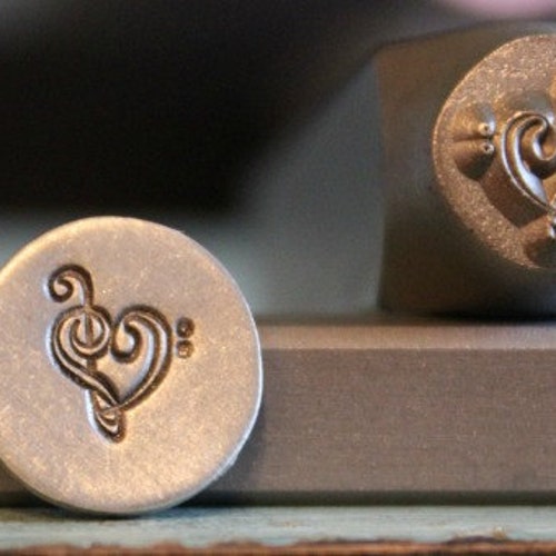 7mm Music Note With Heart Metal Design Stamp Metal Stamp - Etsy