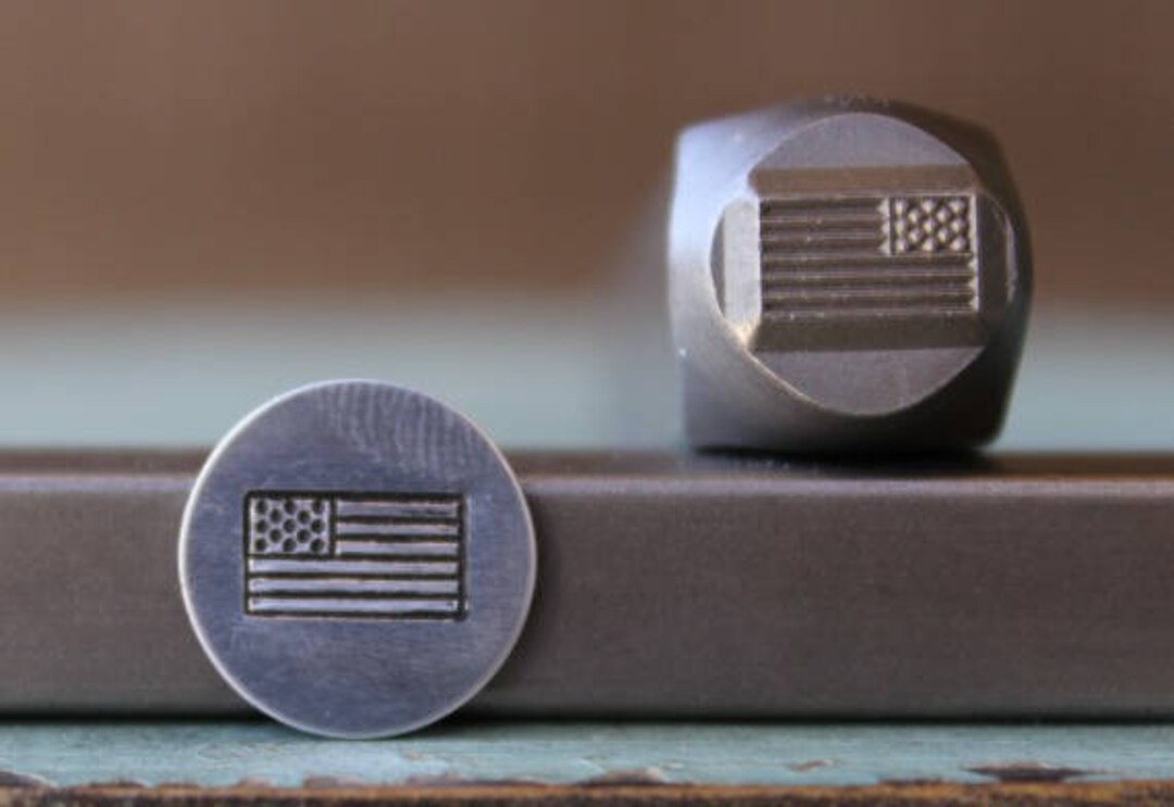 Brand New 8mm American Flag Stamp Metal Design Stamp - Metal Stamp ...