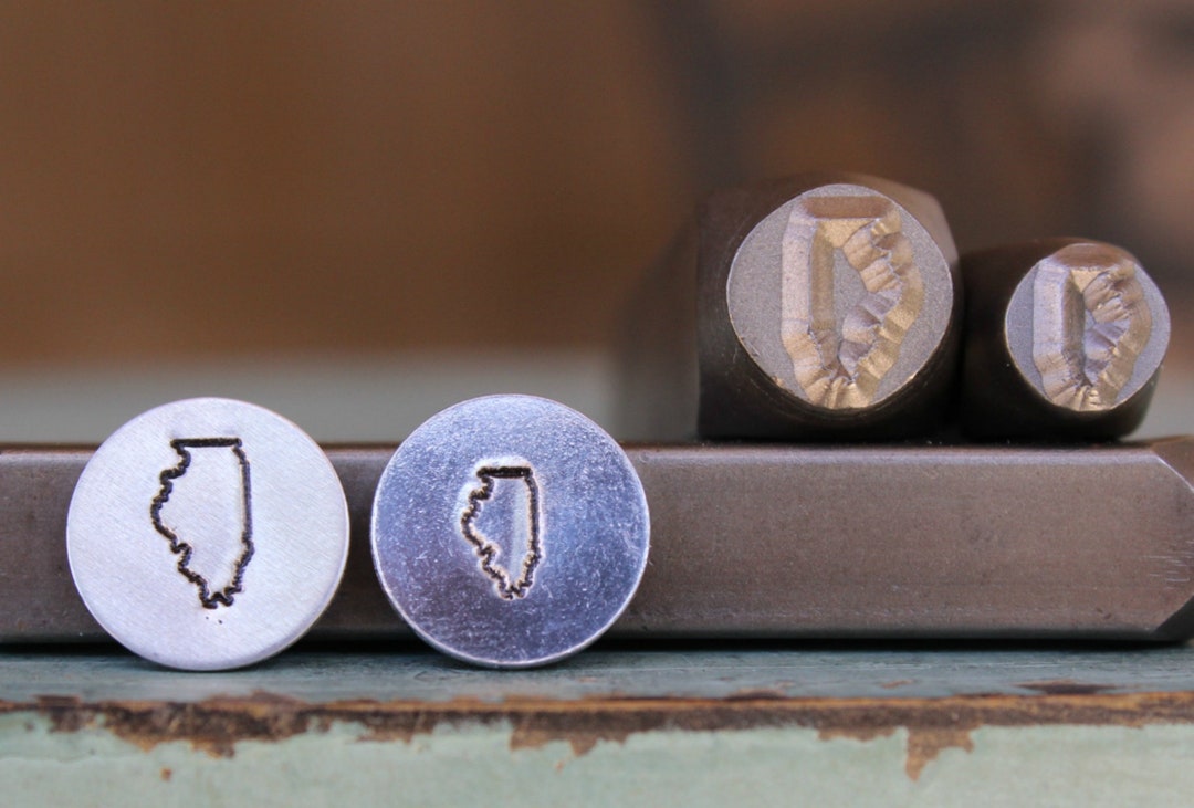 Supply Guy 6mm and 8mm Illinois Metal Design 2 Stamp Set - US State ...