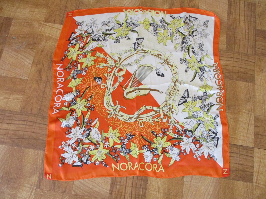 Vintage Noracora Silk Scarf - Etsy