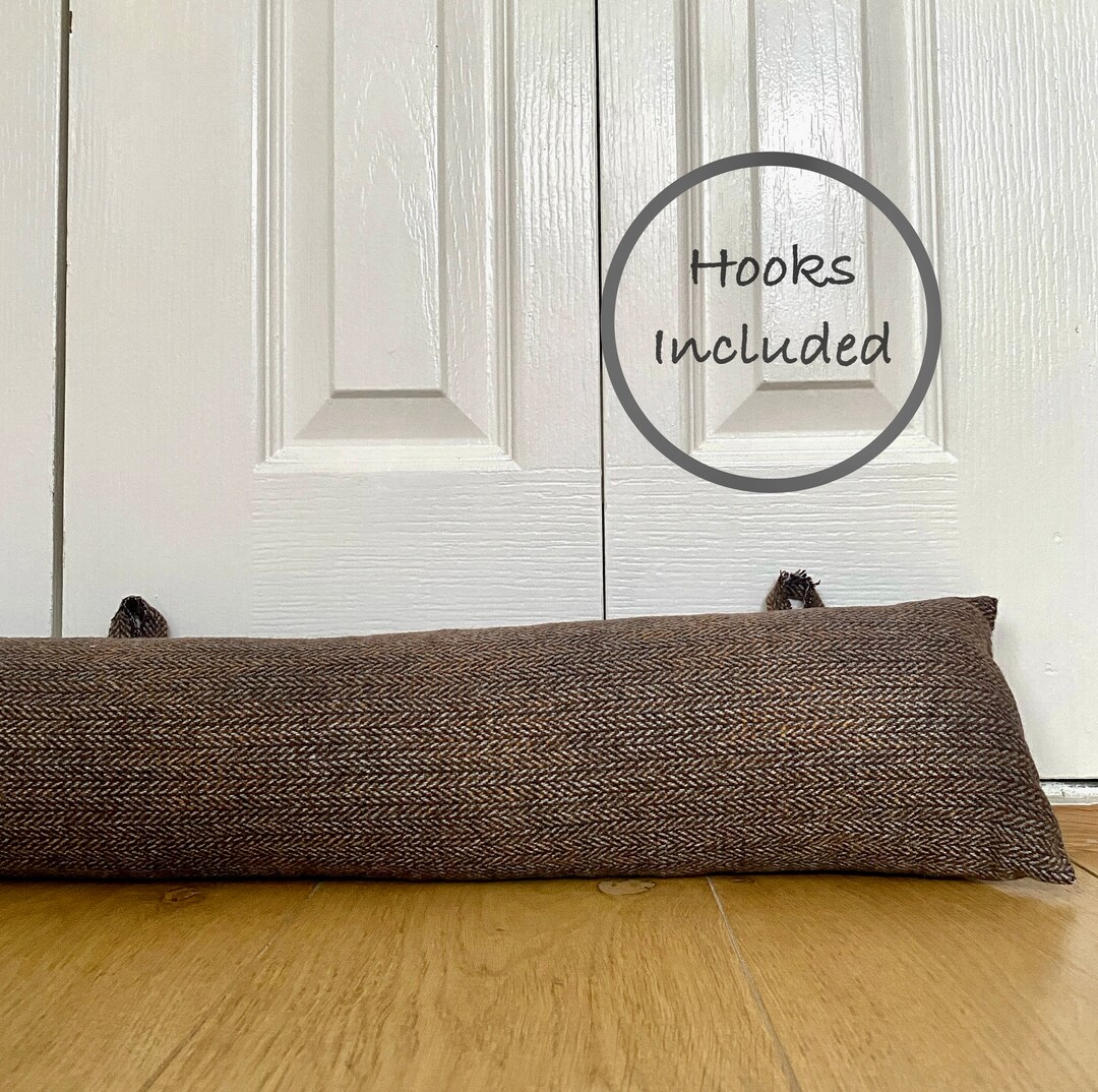BROWN TWEED DRAUGHT Excluder With Hoops - Heavy Draft Stopper, Self ...