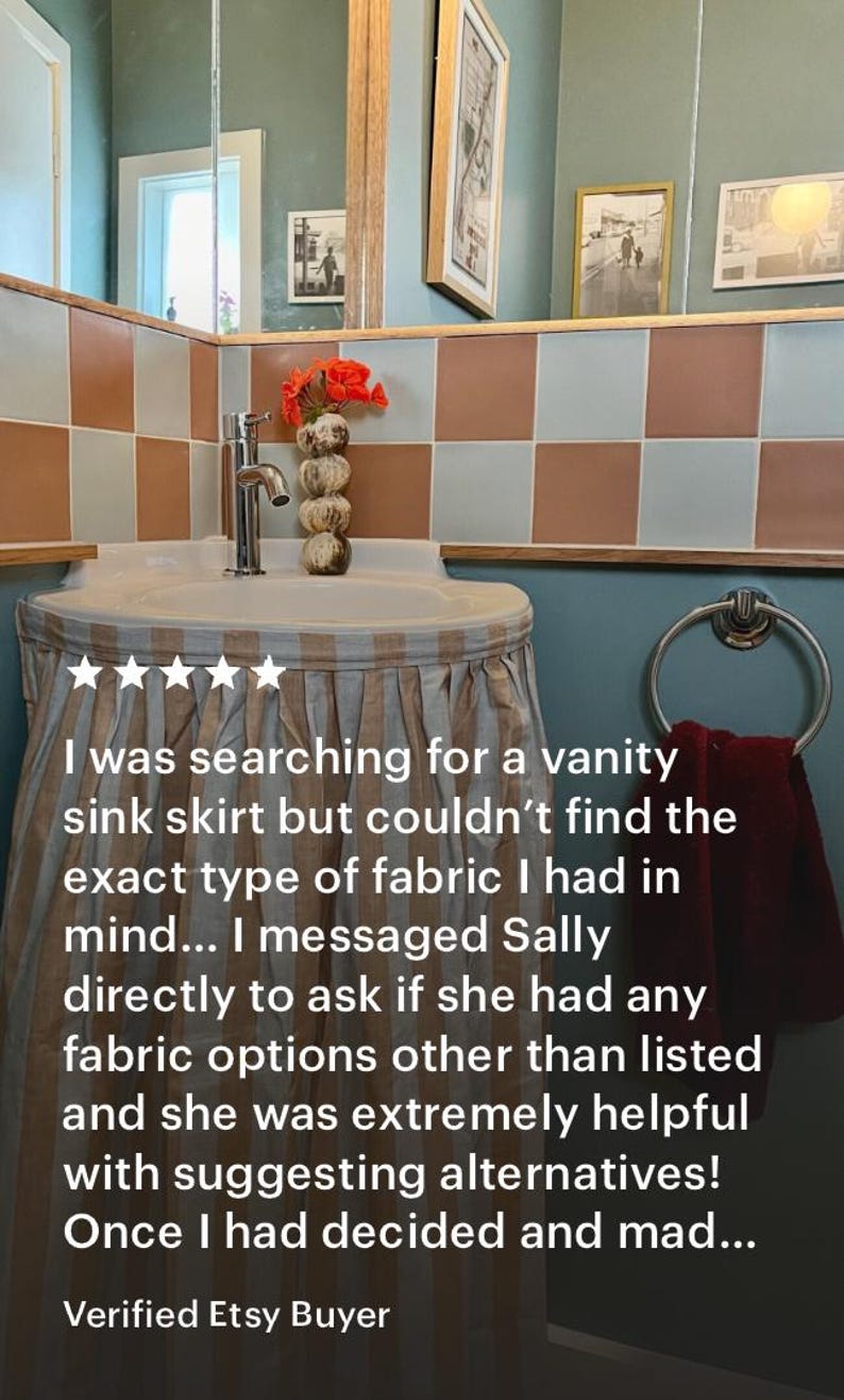 SINK Skirt, HOOK & LOOP Cabinet Curtains, Counter Valance, Kitchen ...