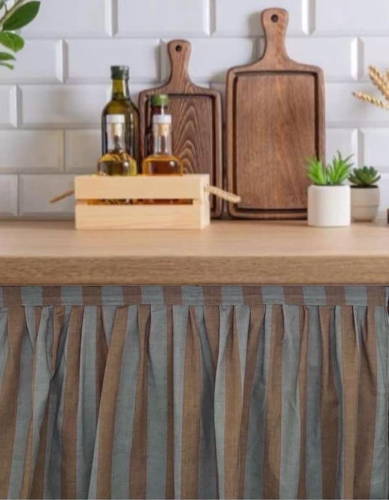 SINK Skirt, HOOK & LOOP Cabinet Curtains, Counter Valance, Kitchen ...