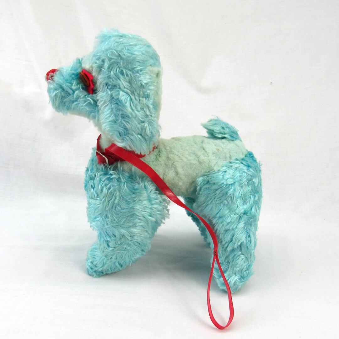 Vintage 1950s Stuffed Poodle Blue Dog Toy With Vinyl Leash - Etsy