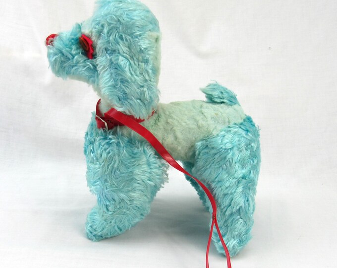 Vintage 1950s Stuffed Poodle Blue Dog Toy With Vinyl Leash - Etsy