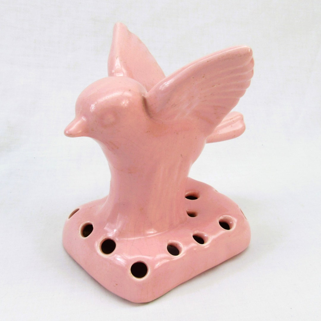 Vintage Camark Pink Bird Flower Frog 1950s Pottery - Etsy