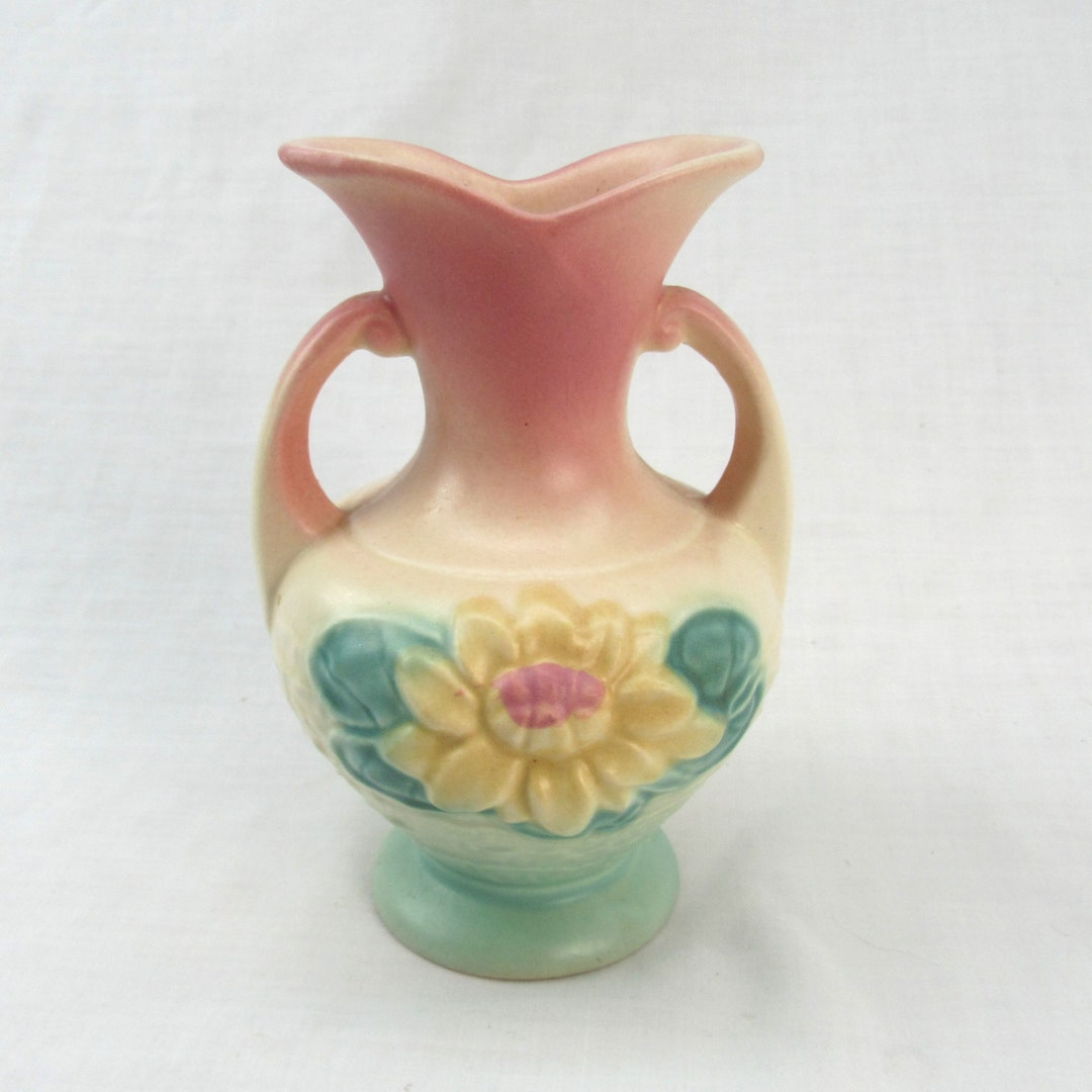 1940s Hull Art Pottery Vase Water Lily 5.75 Matte Pink Yellow Green - Etsy