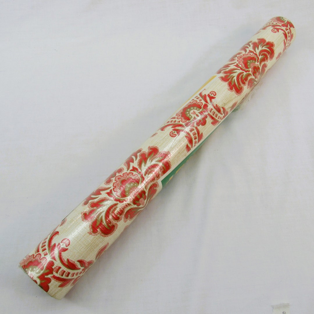 Vintage Wallpaper Roll Red and Gold Medallion 57 Square Feet Retro ...