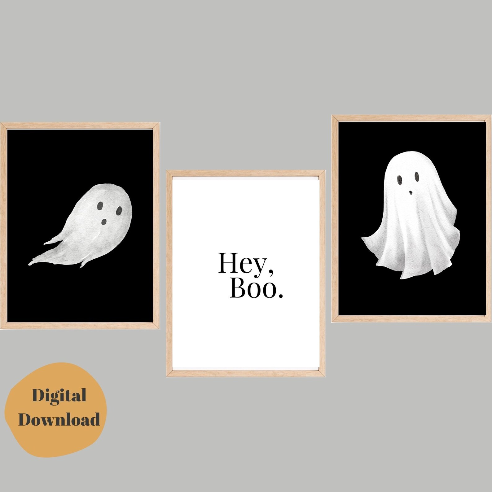 Hey Boo Halloween Printable Wall Art, Set of Six. | Minimalistic ...