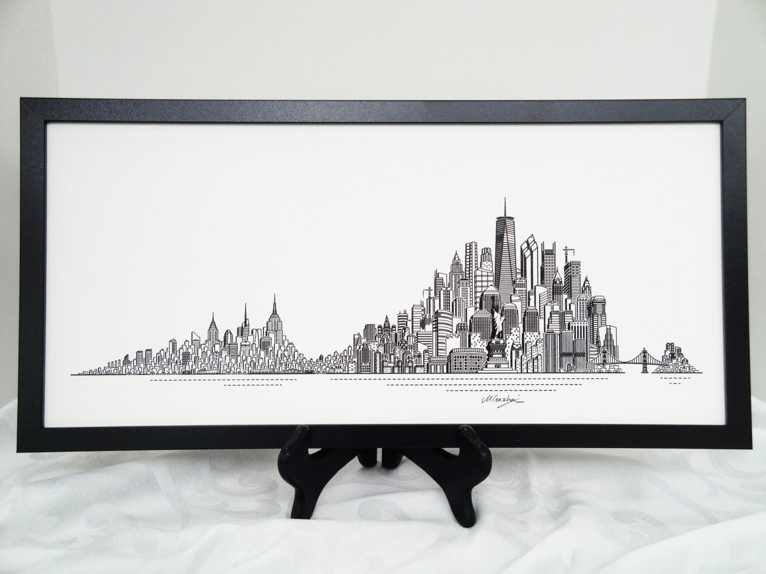 New York Skyline Print, Hand Made - Etsy