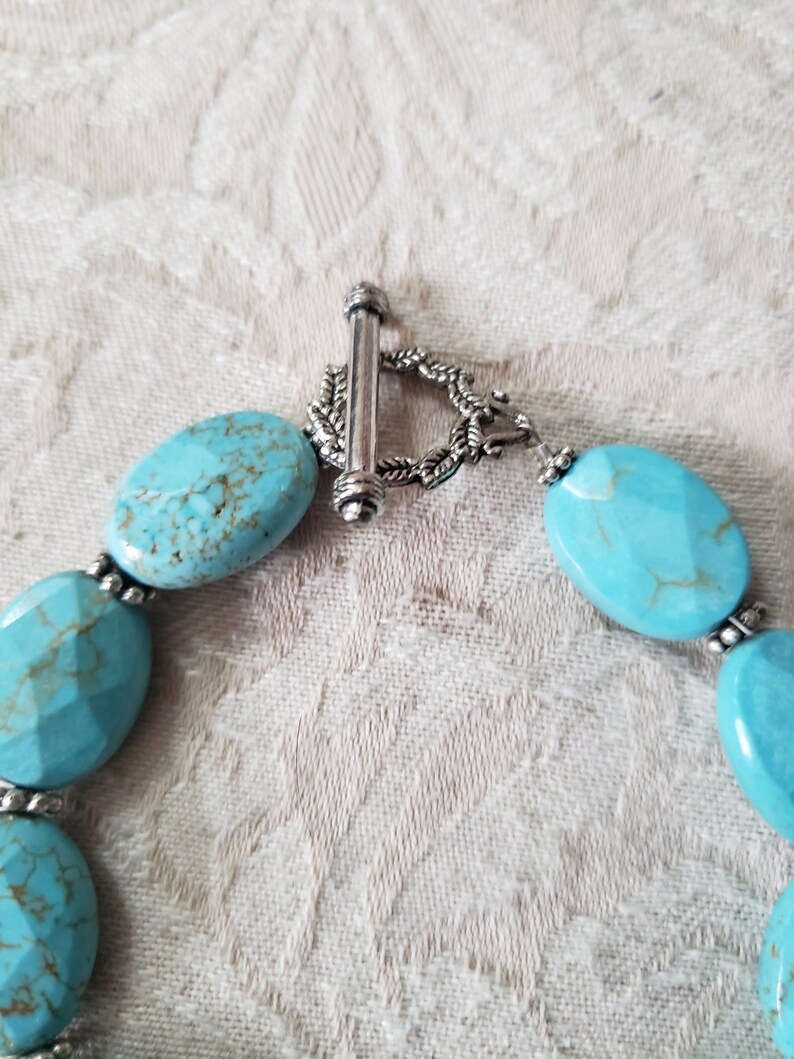Faceted Blue Turquoise Magnesite Ovals Bracelet - Etsy