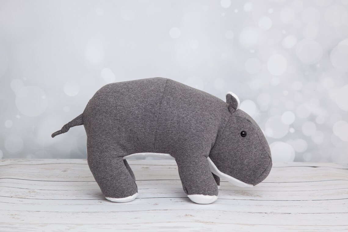 Grey Hippo Handmade Hippo Grey and White Stuffed Hippo - Etsy