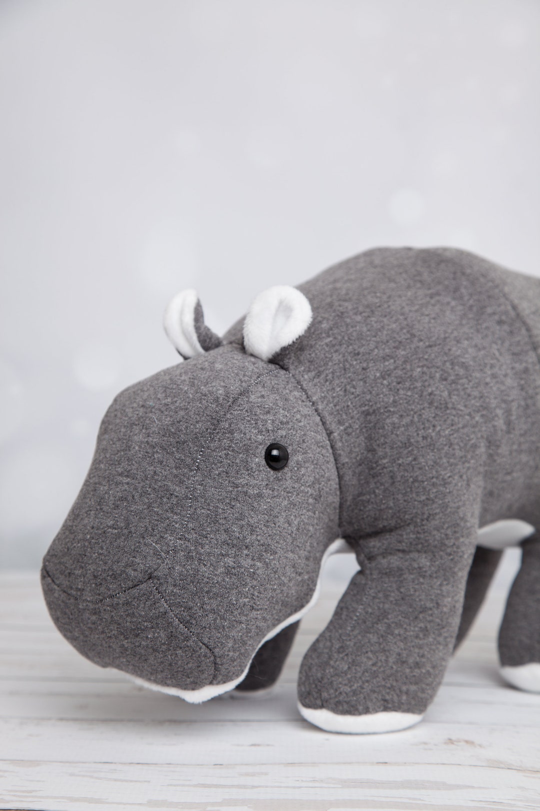 Grey Hippo Handmade Hippo Grey and White Stuffed Hippo - Etsy