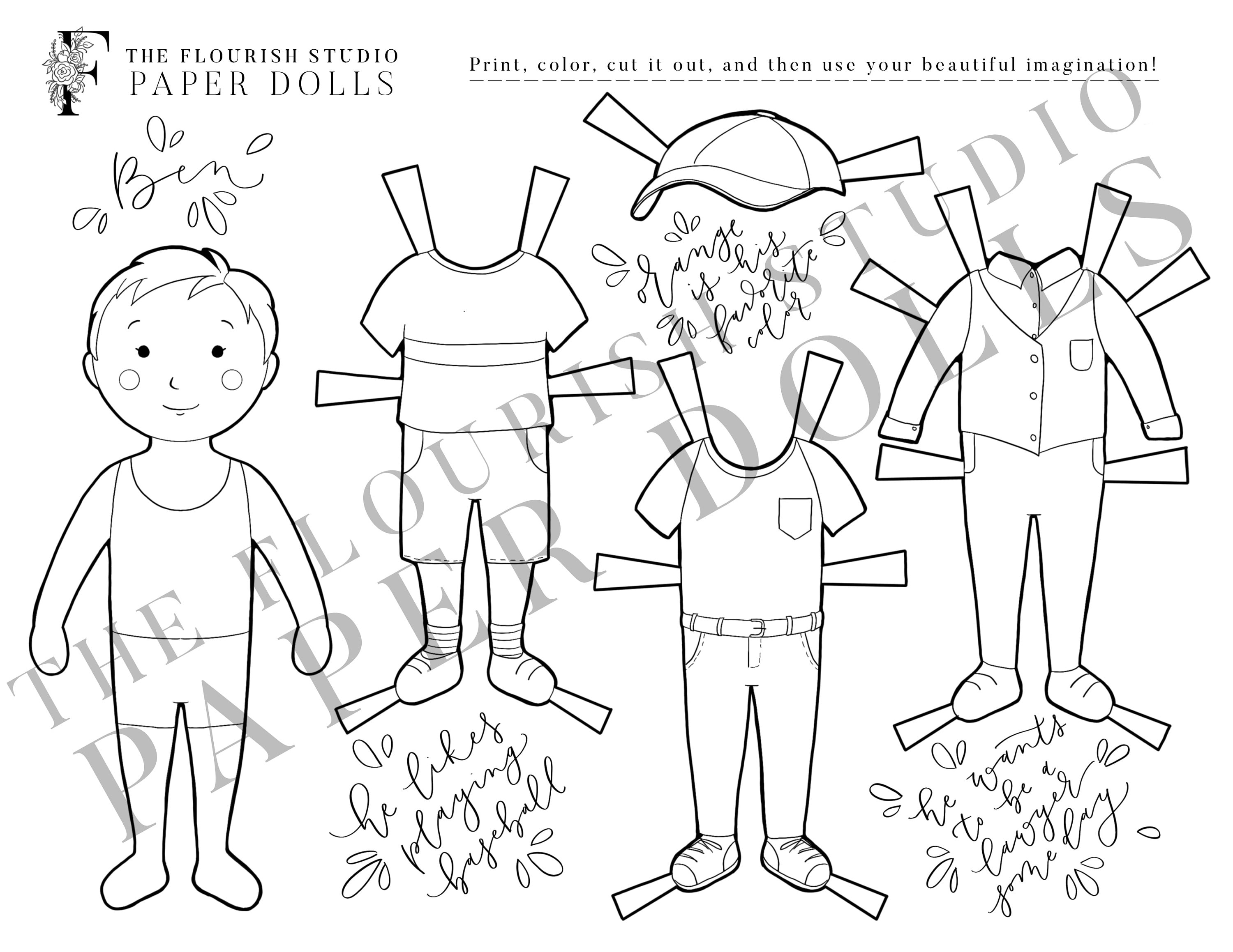 Ben - Boy Paper Doll - Etsy