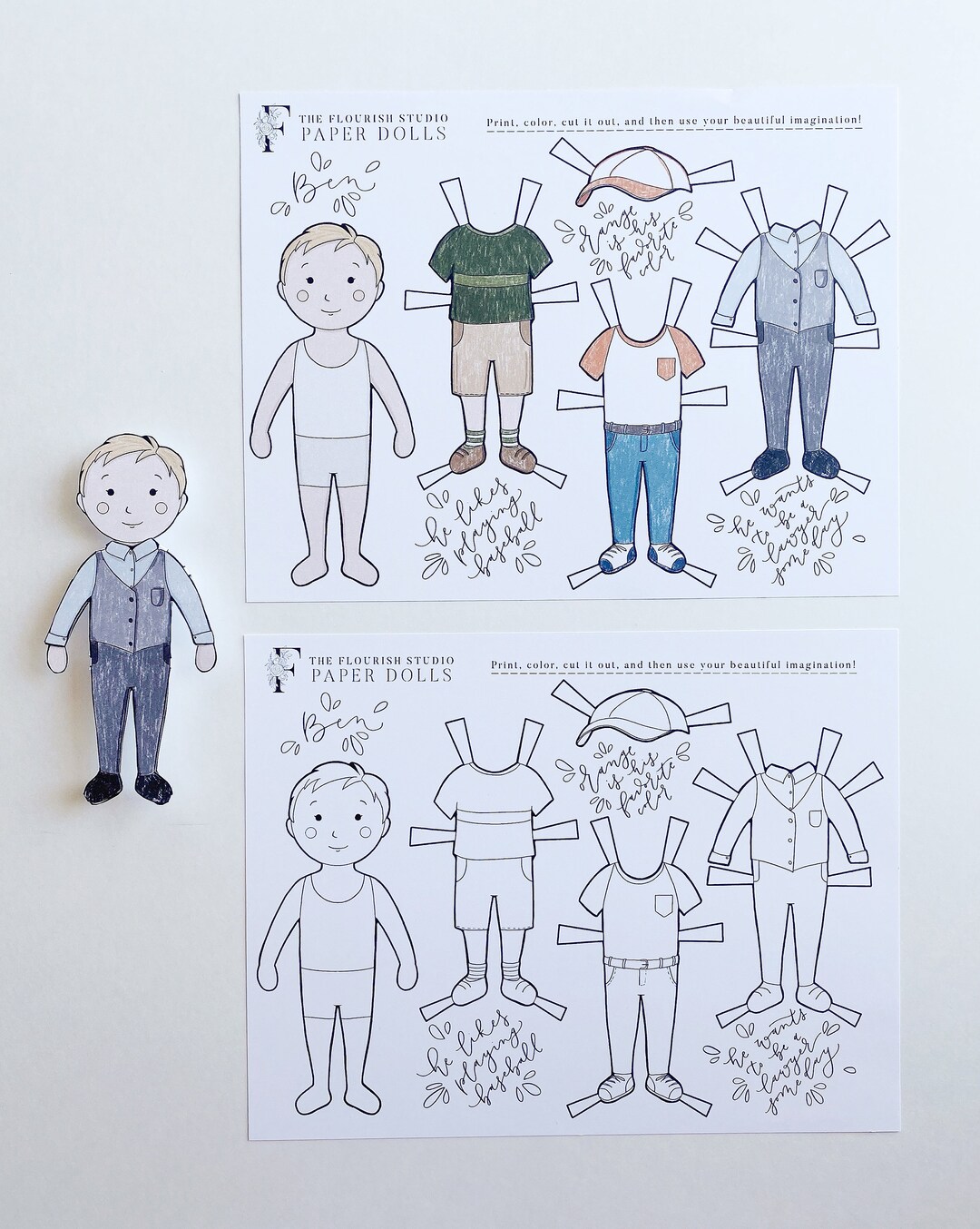 Ben - Boy Paper Doll - Etsy