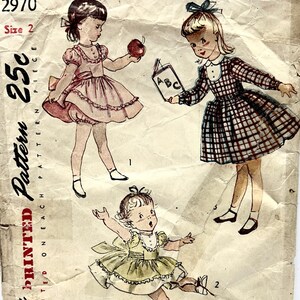 Vintage 1950's Simplicity 3761 Girl Size 7 Dress With Full Skirt and ...