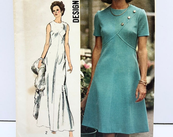 Vintage 1970's Vogue Paris Original 2339 Size 14 Molyneux A-line Dress ...