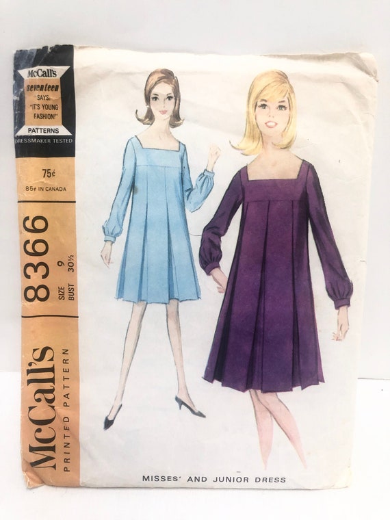 Vintage 1960's McCall's 8366 Tent Dress Pattern Tamaño | Etsy